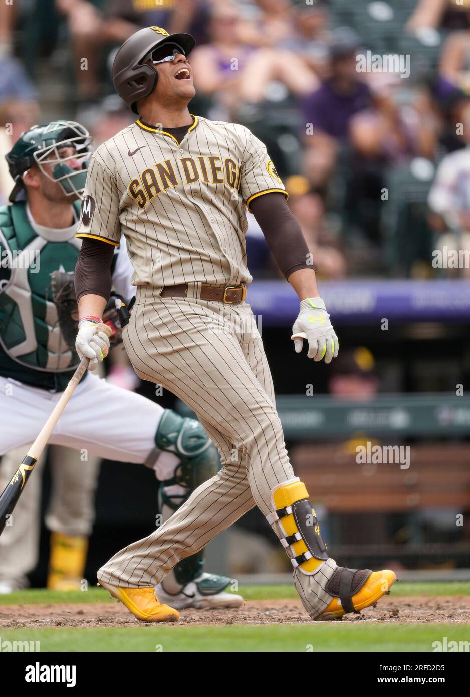 San Diego Padres' Juan Soto flies out against Colorado Rockies starting ...