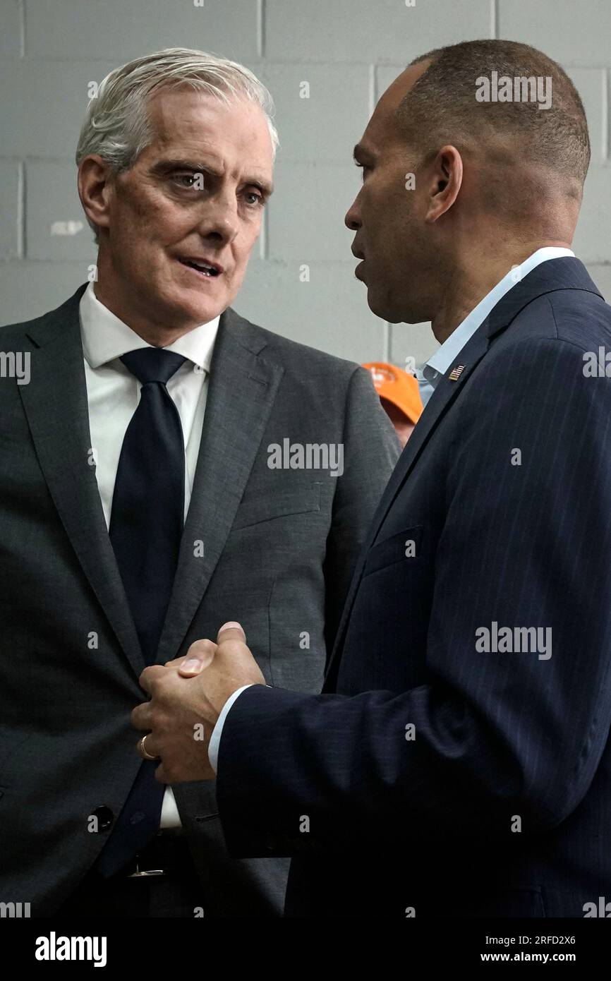 Veterans Affairs Secretary Denis McDonough, left, and U.S. Rep Hakeem ...