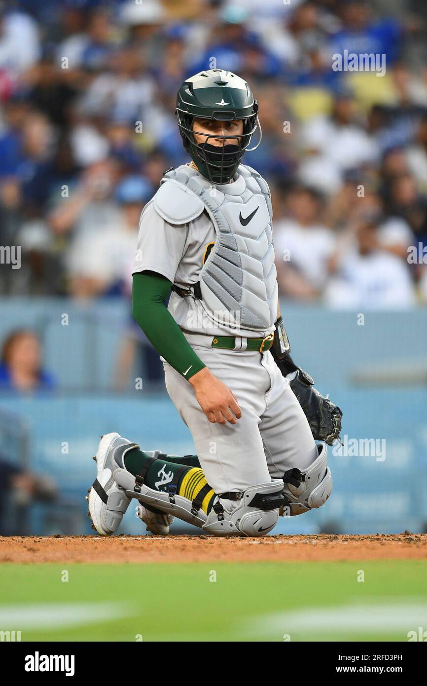 LOS ANGELES, CA - AUGUST 01: Oakland Athletics catcher Tyler Soderstrom ...