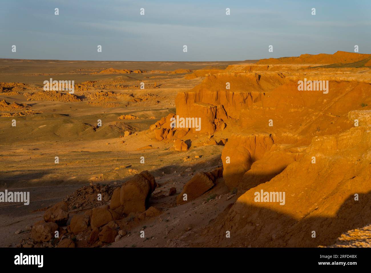 The orange rocks of Bayan Zag, commonly known as the Flaming Cliffs in ...