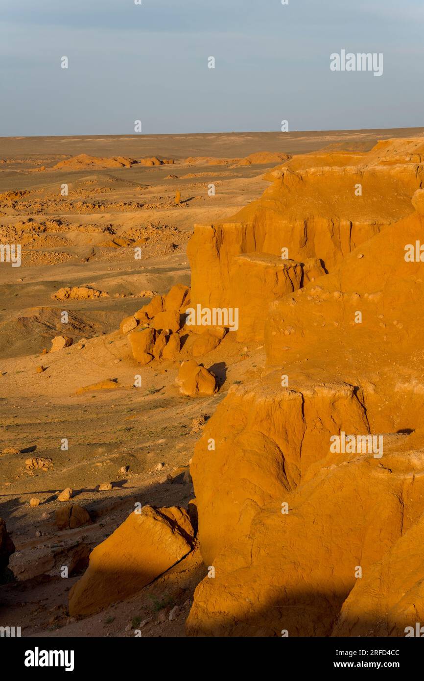 The orange rocks of Bayan Zag, commonly known as the Flaming Cliffs in ...