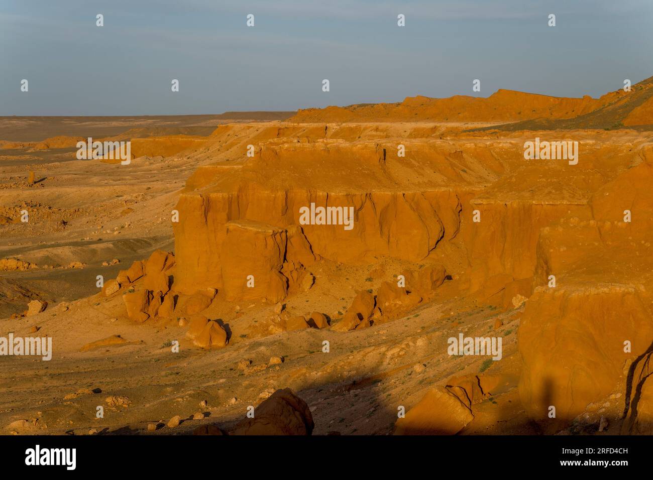 The orange rocks of Bayan Zag, commonly known as the Flaming Cliffs in ...