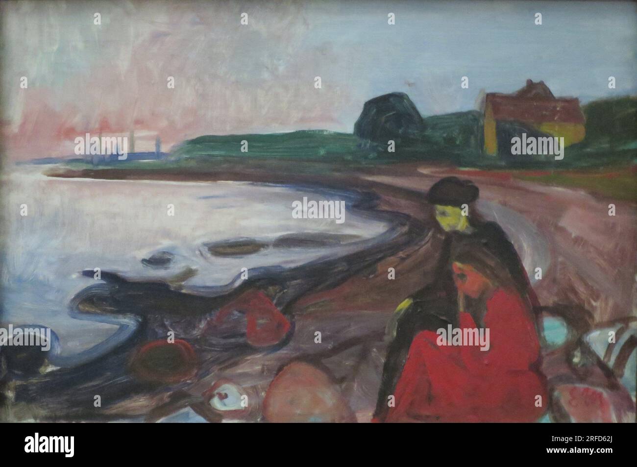 Beach with two Seated Women Undated by Edvard Munch Stock Photo - Alamy