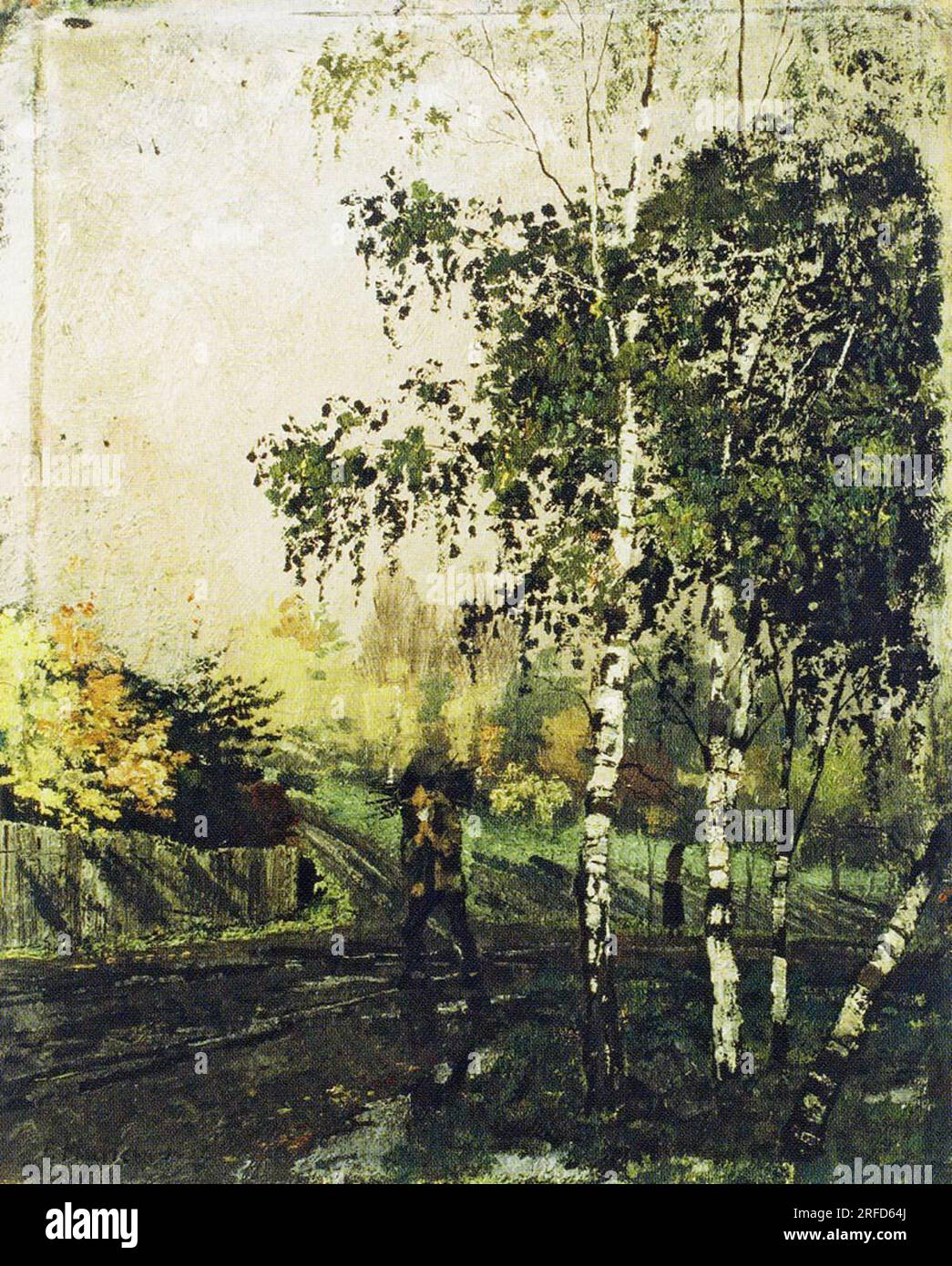 Birch Trees and Man Carrying Twigs 1882 by Edvard Munch Stock Photo - Alamy