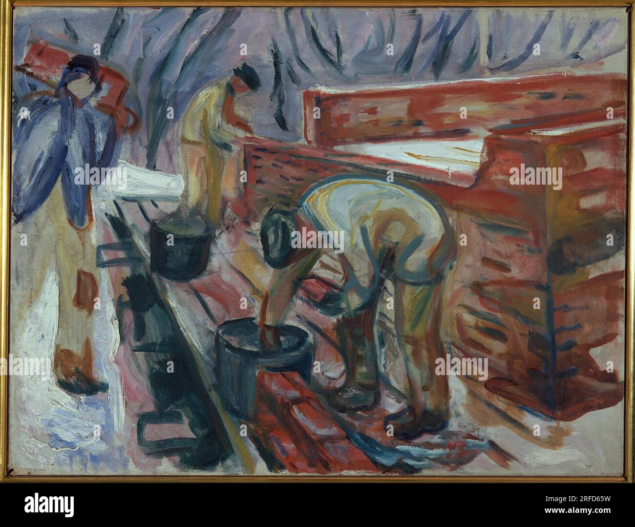 Bricklayers at Work on the Studio Building 1920 by Edvard Munch Stock ...