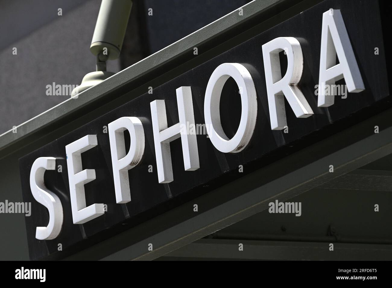 New York, USA. 02nd Aug, 2023. View of Sephora name placed above its ...