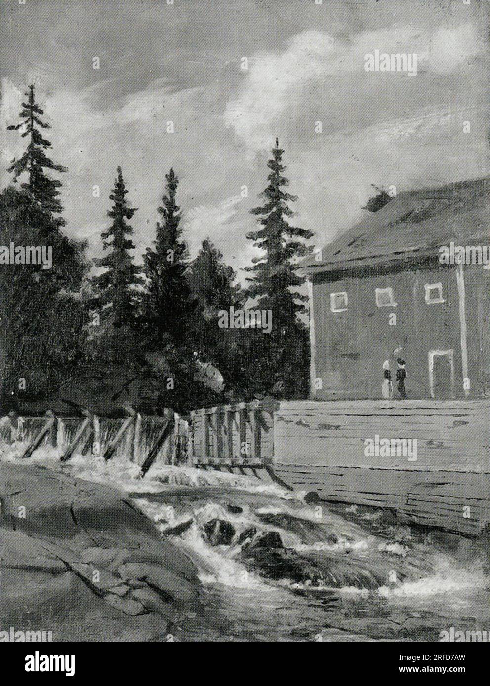 Landscape with Waterfall and House 1882 by Edvard Munch Stock Photo - Alamy