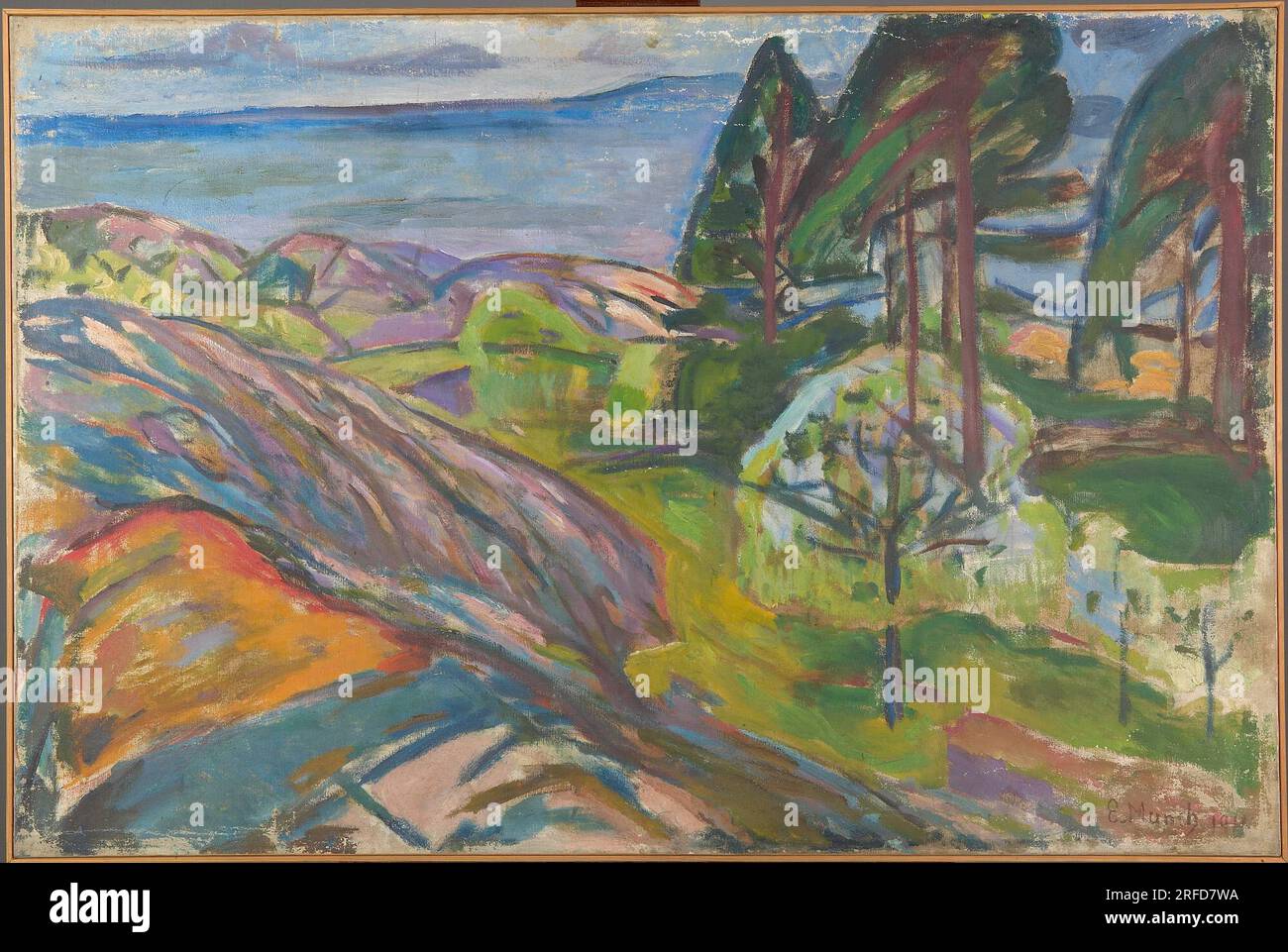 Pine Trees and Fruit Trees in Blossom 1911 by Edvard Munch Stock Photo ...