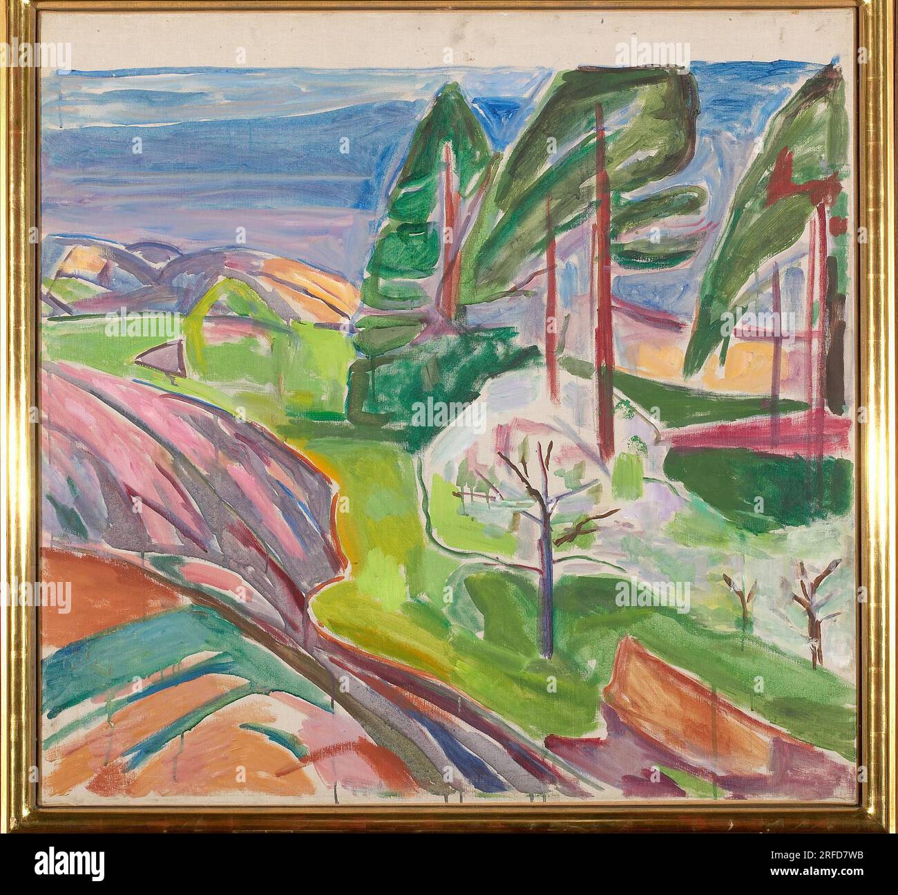 Pine Trees and Fruit Trees in Blossom 1911 by Edvard Munch Stock Photo ...