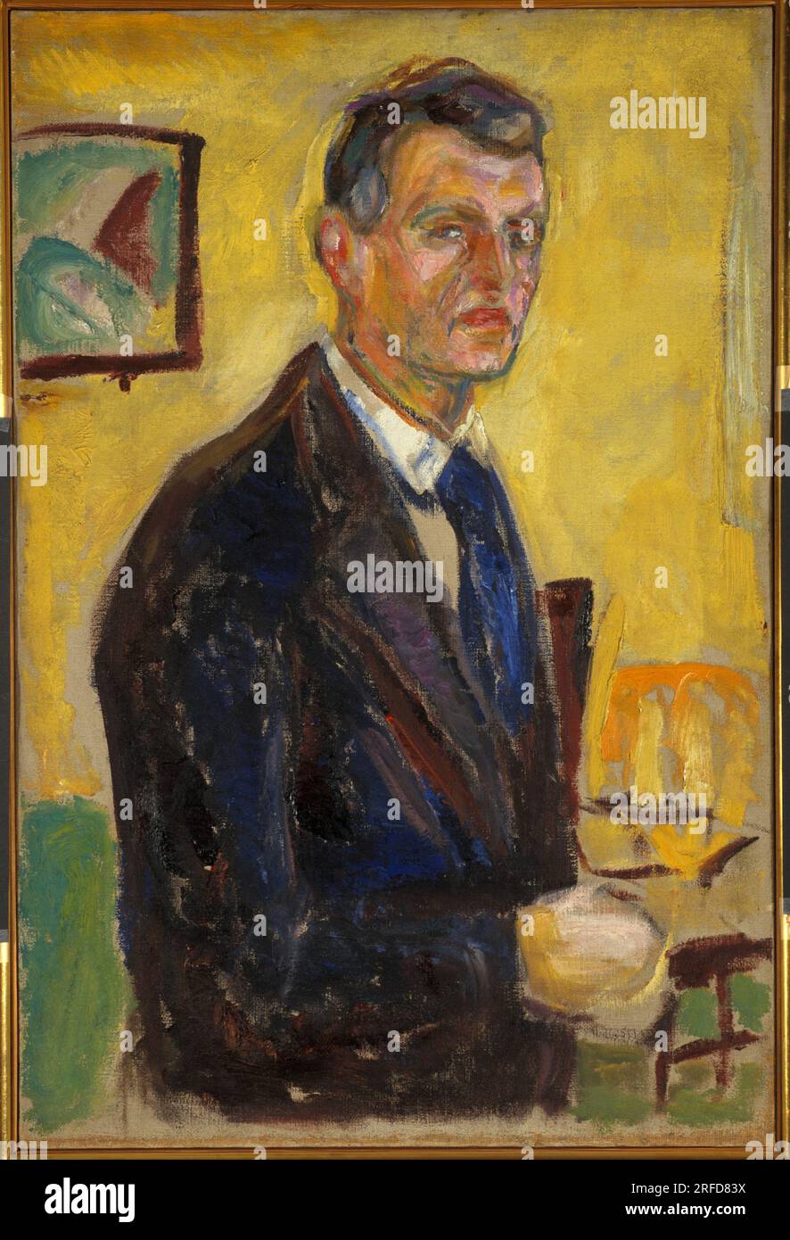 Self-Portrait against Yellow Background 1915 by Edvard Munch Stock ...