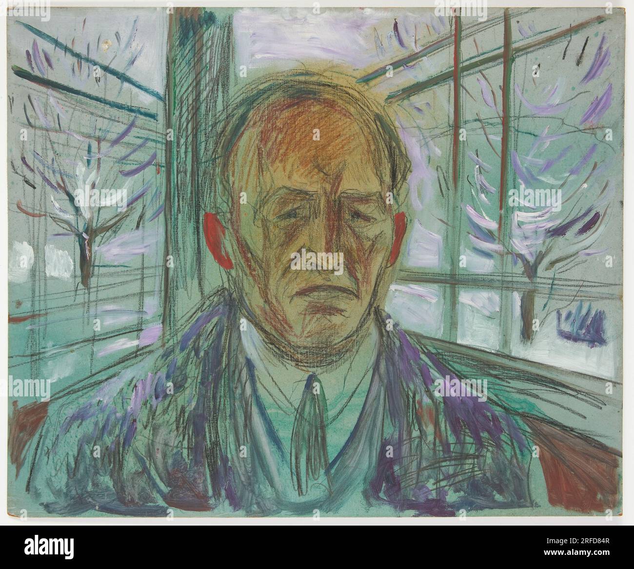 Self-Portrait on the Glass Veranda 1930s by Edvard Munch Stock Photo ...