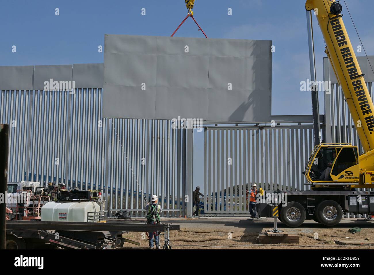 Tijuana, Baja California, Mexico. 2nd Aug, 2023. US-Mexico border construction on the secondary ...