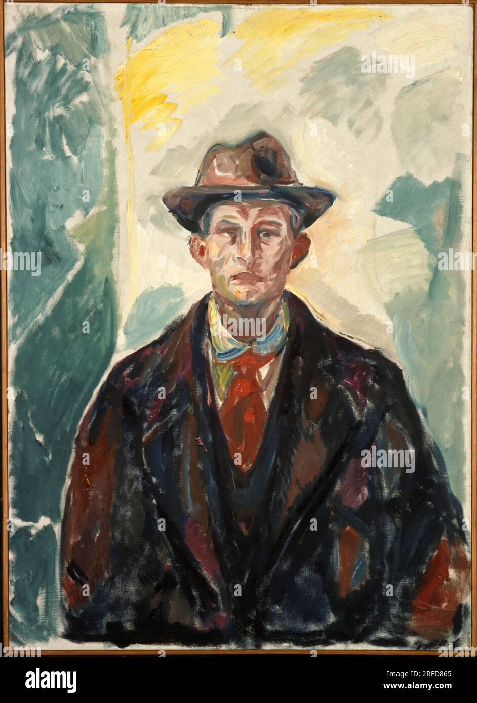 Self-Portrait with Hat and Red Tie 1910s by Edvard Munch Stock Photo ...