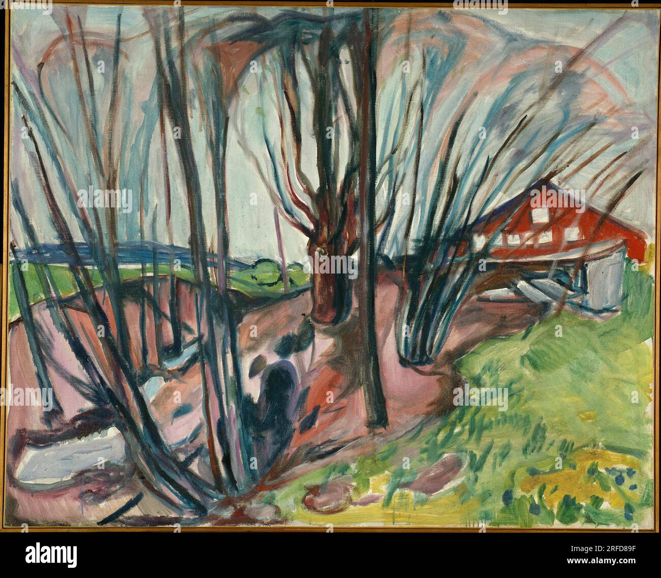 Spring Landscape with Red House 1926 by Edvard Munch Stock Photo - Alamy