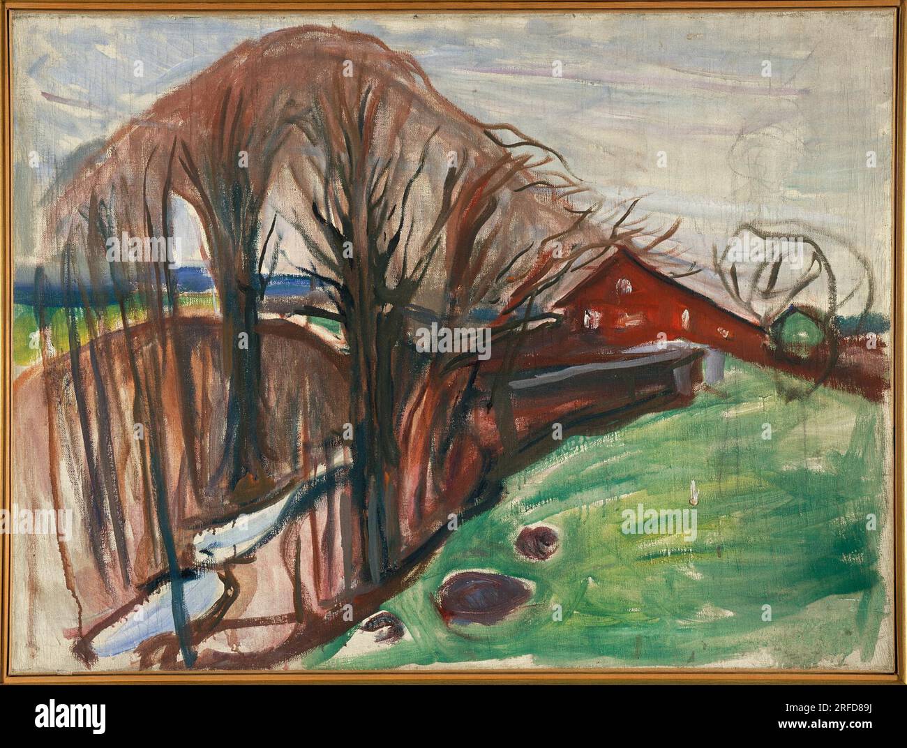 Spring Landscape with Red House 1926 by Edvard Munch Stock Photo - Alamy