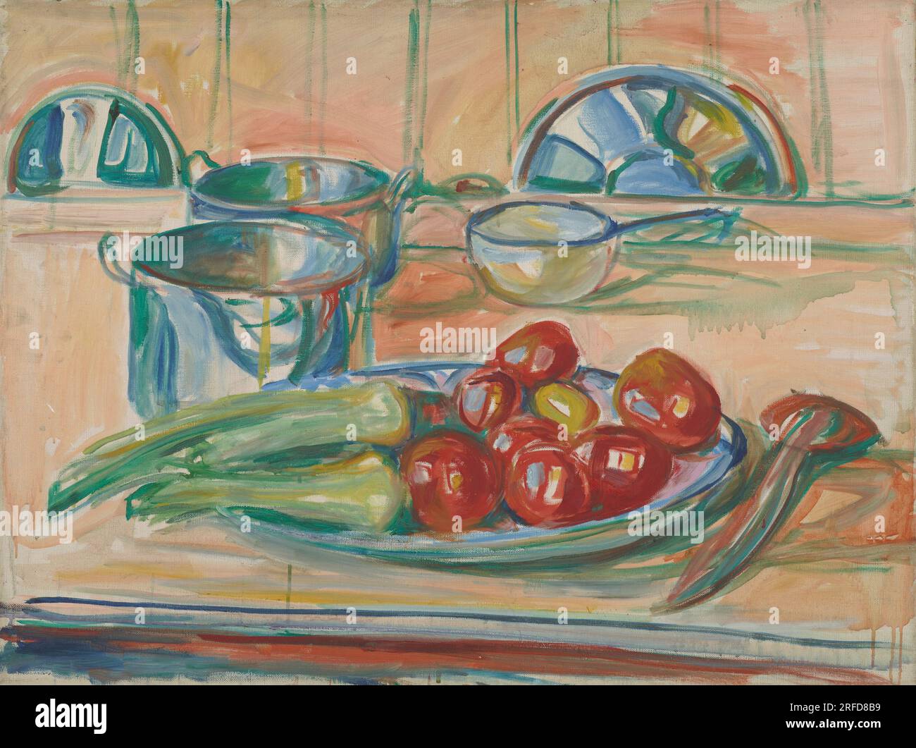 Still Life with Tomatoes, Leek and Casseroles 1920s by Edvard Munch ...