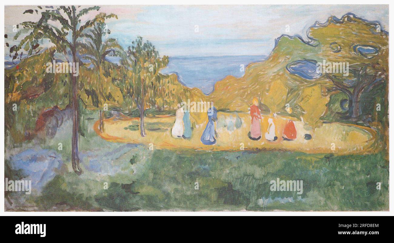 Summer in the Park (The Linde Frieze) 1904 by Edvard Munch Stock Photo ...