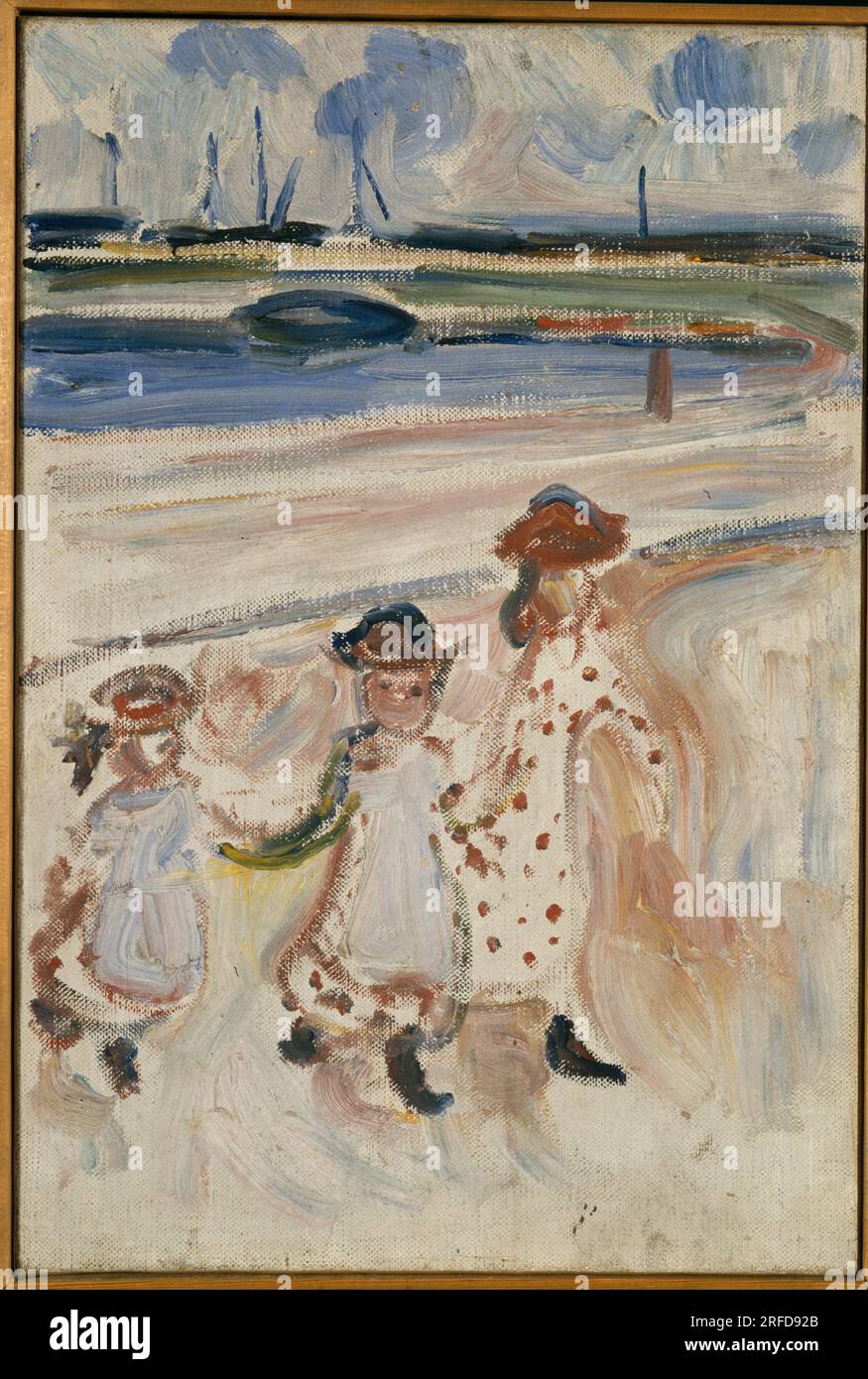 Three Small Girls on the Beach 1908 by Edvard Munch Stock Photo - Alamy
