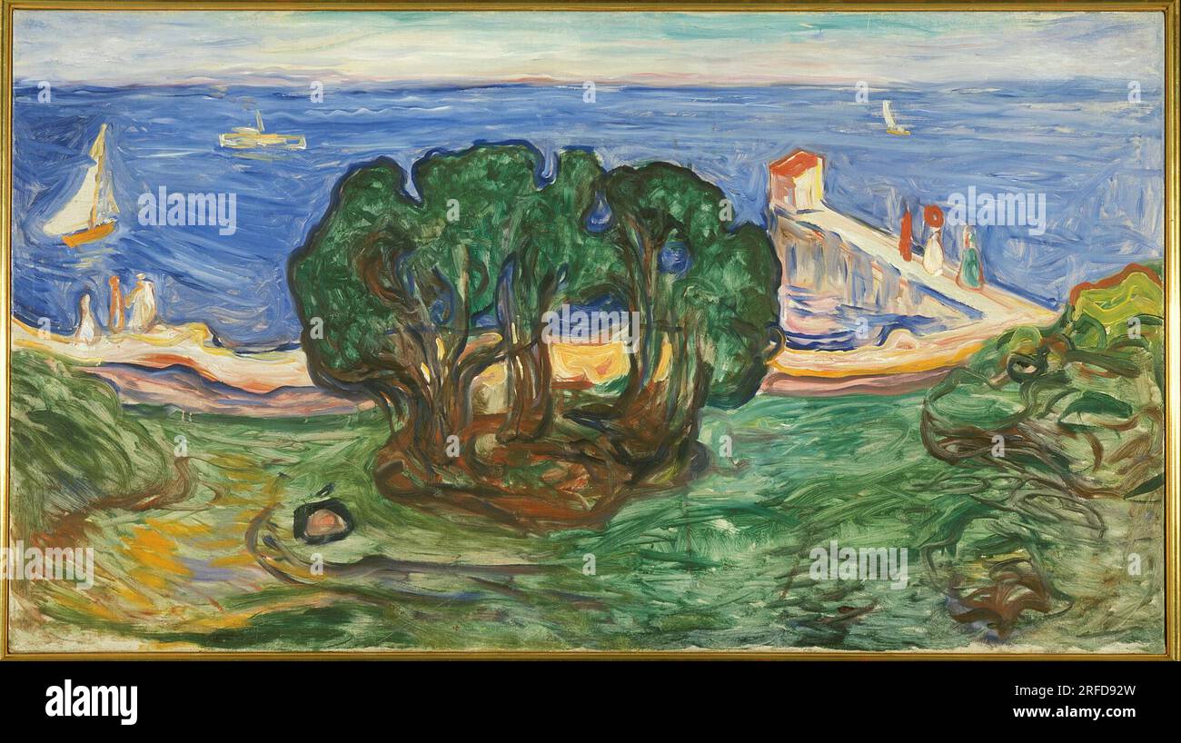 Trees by the Beach (The Linde Frieze) 1904 by Edvard Munch Stock Photo ...
