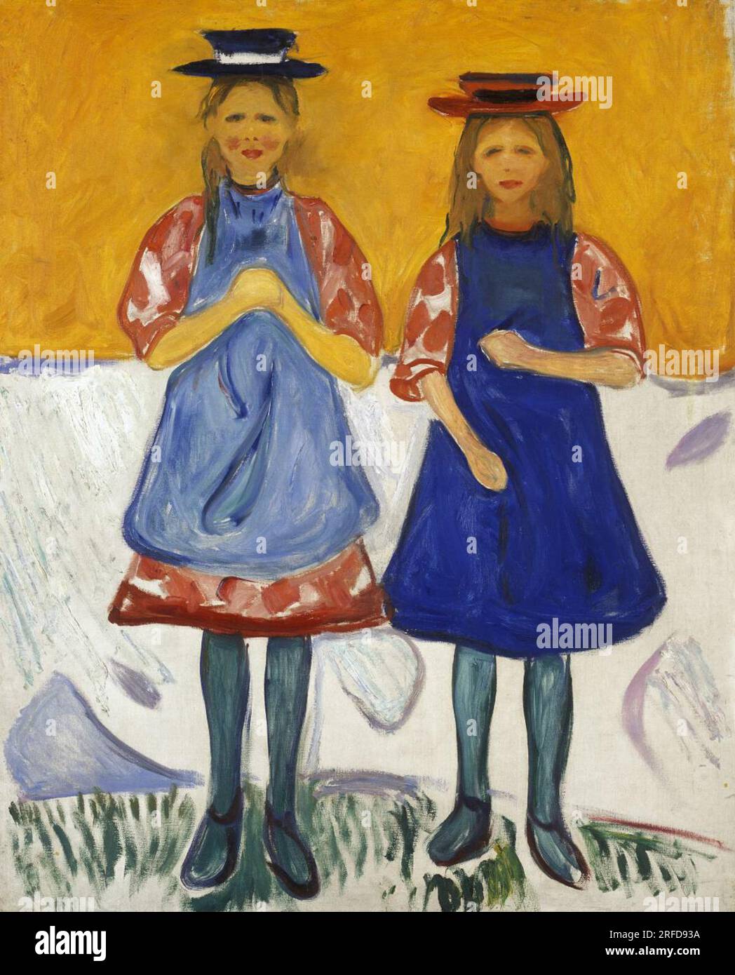 Two Girls with Blue Aprons between circa 1904 and circa 1905 by Edvard ...