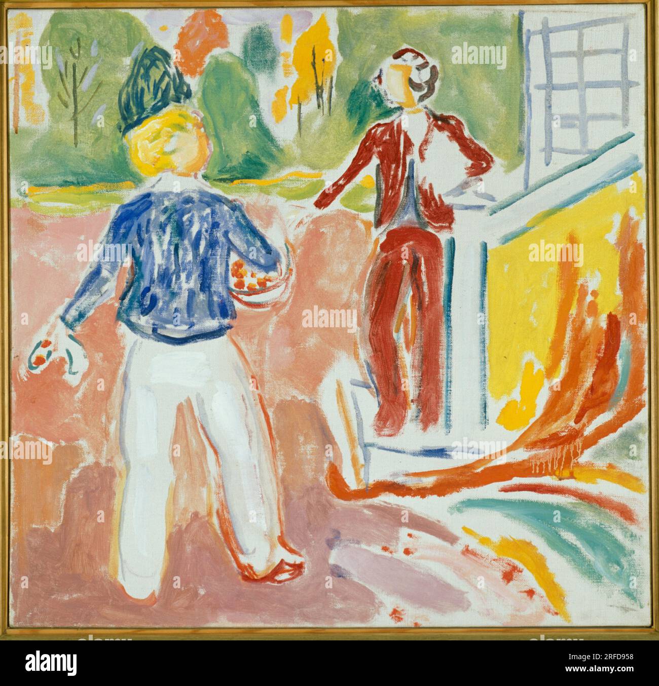 Two Women by the veranda Steps 1942 by Edvard Munch Stock Photo - Alamy