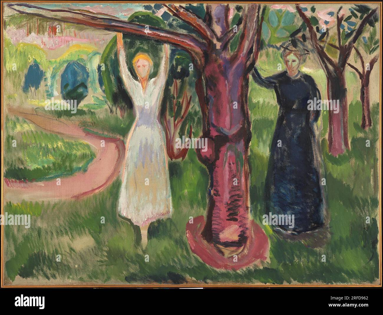 Two Women under the Tree in the Garden 1919 by Edvard Munch Stock Photo ...