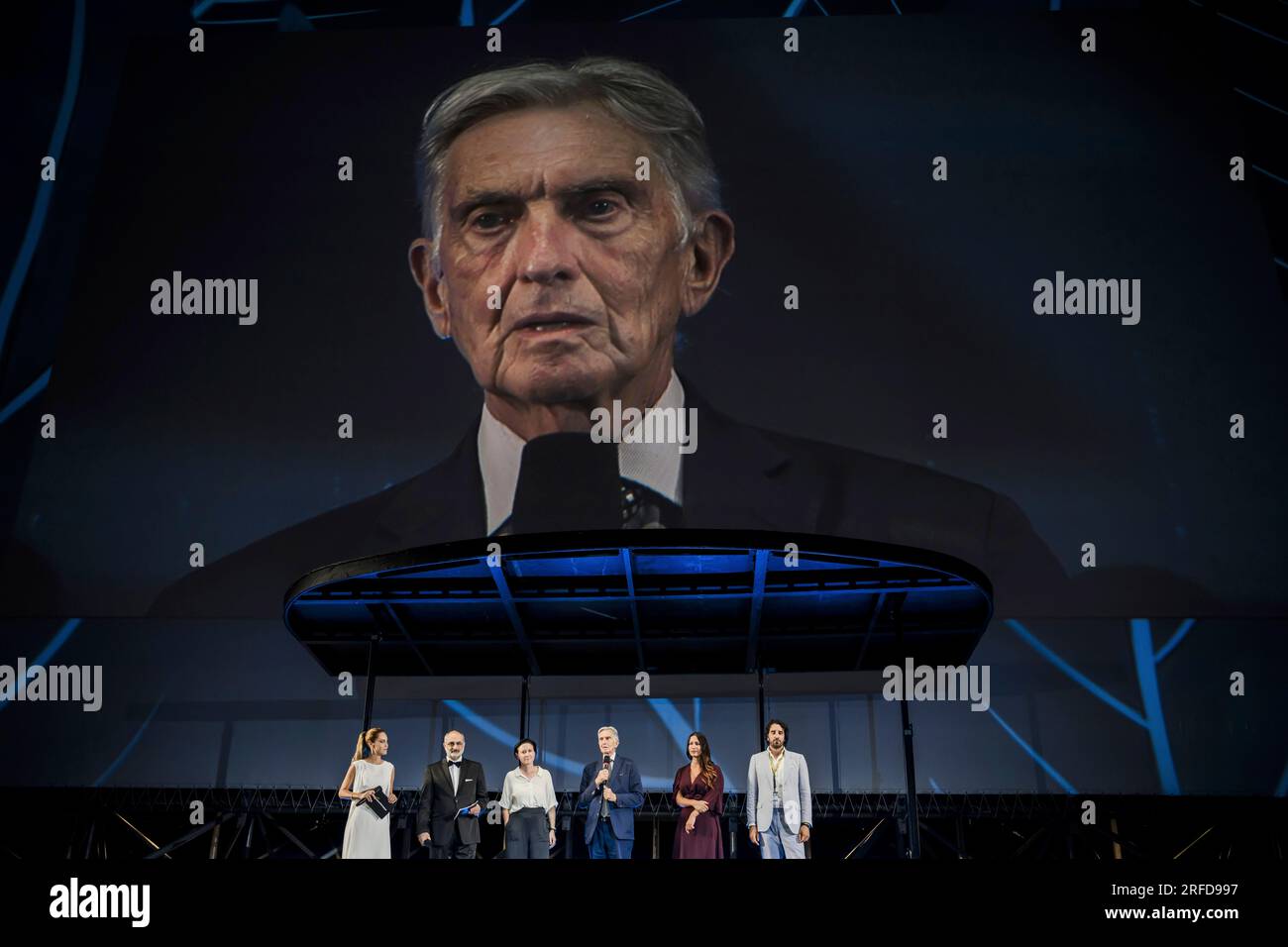 Marco Solari, president of Locarno film festival, speaks on the Piazza ...