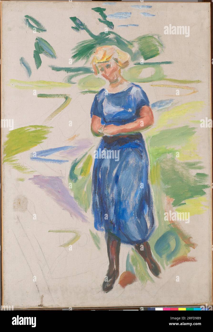 Woman in a Blue Dress 1920s by Edvard Munch Stock Photo - Alamy