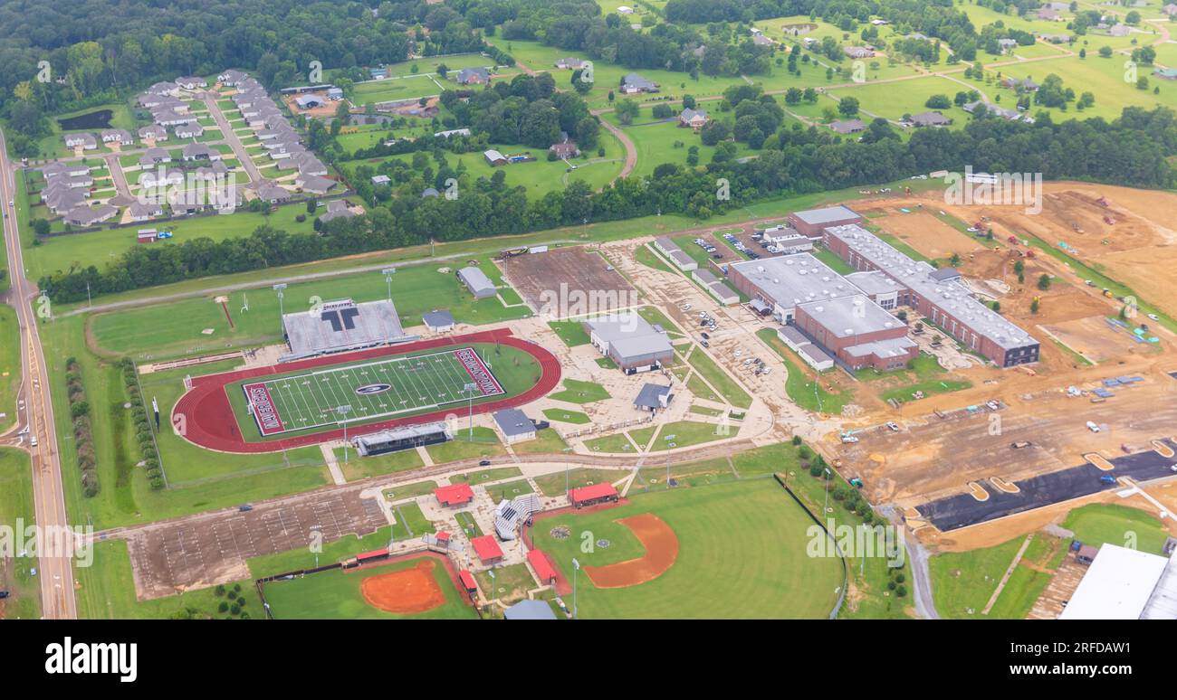 Madison, MS - July 12, 2023: Germantown High School aerial view from ...