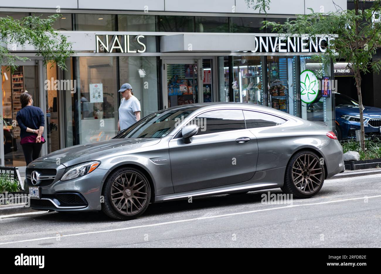 New York City, USA - July 23, 2023: 2018 Mercedes-Benz AMG C63 grey ...