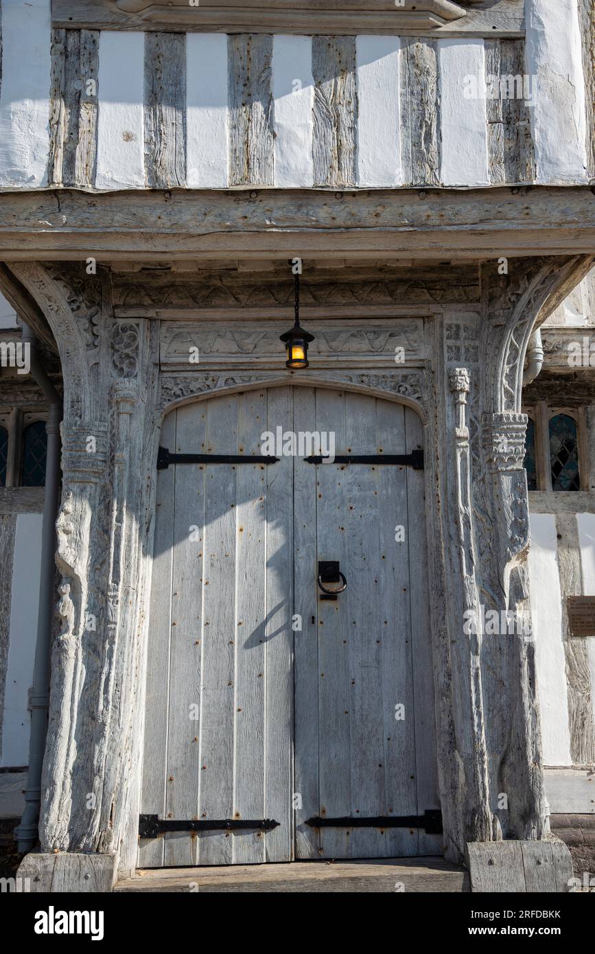 The entrance door to Lavenham Guildhall a magnificent medieval timber ...