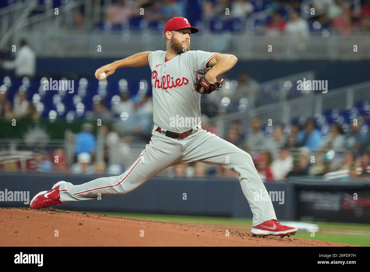 Philadelphia Phillies starting pitcher Zack Wheeler aims a pitch during ...