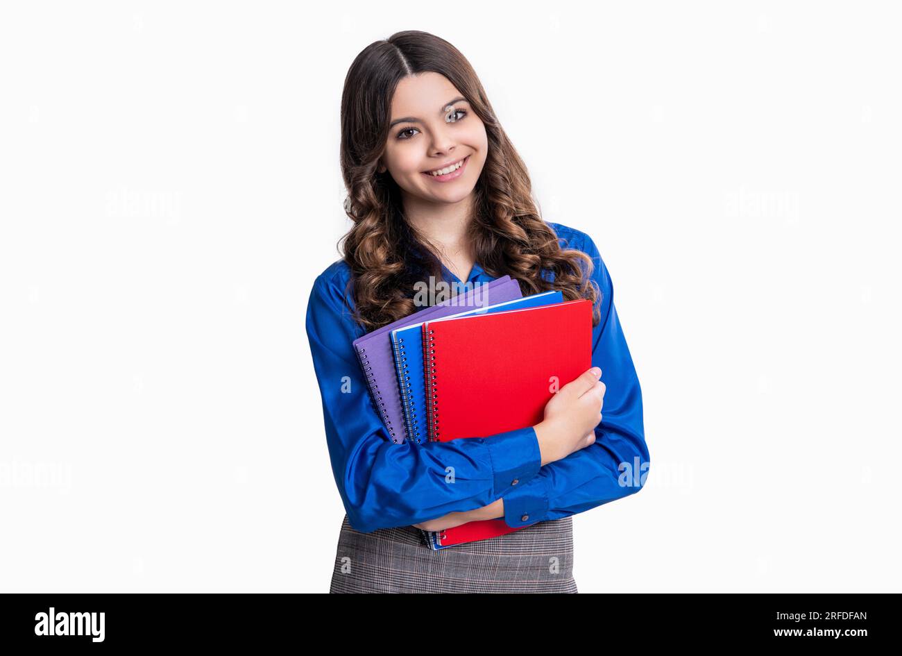 happy school student girl in studio. school student girl on background ...