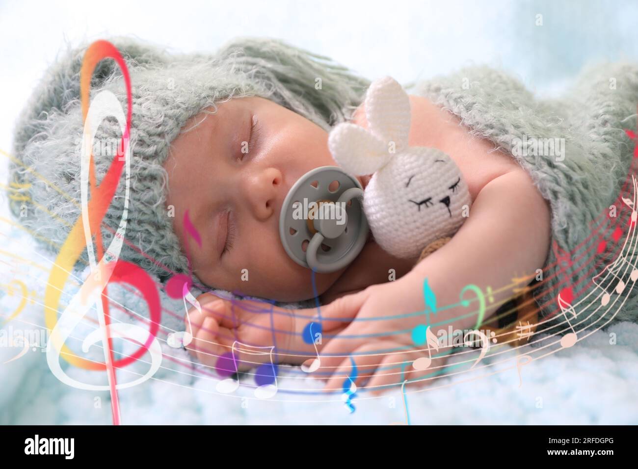 Lullaby songs. Cute little baby sleeping at home. Illustration of ...