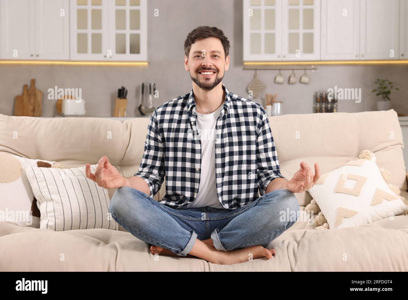 Man zen happy portrait hi-res stock photography and images - Alamy