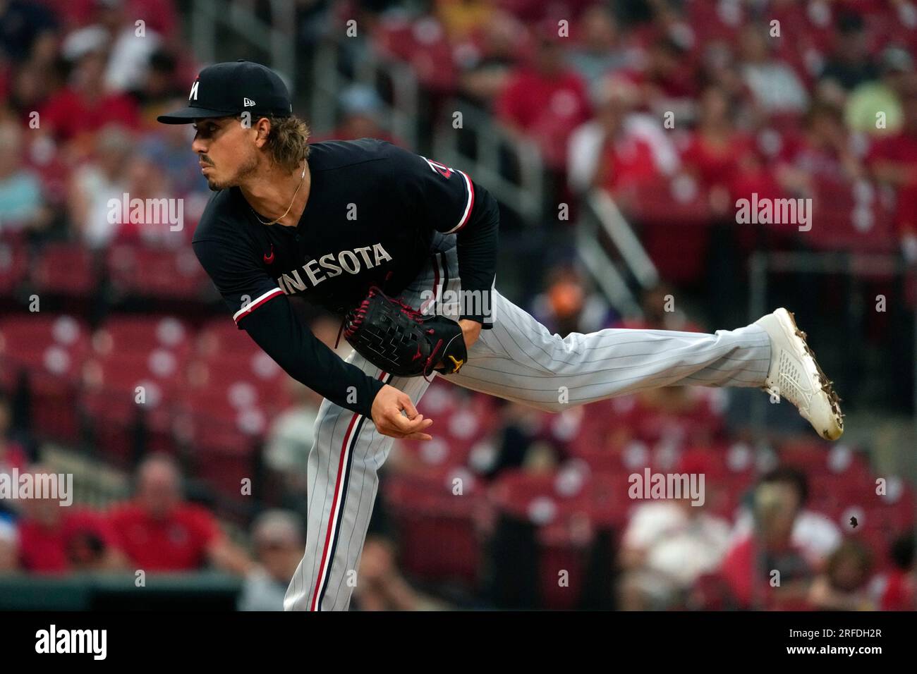 Minnesota Twins starting pitcher Joe Ryan throws during the first inning of a baseball game ...