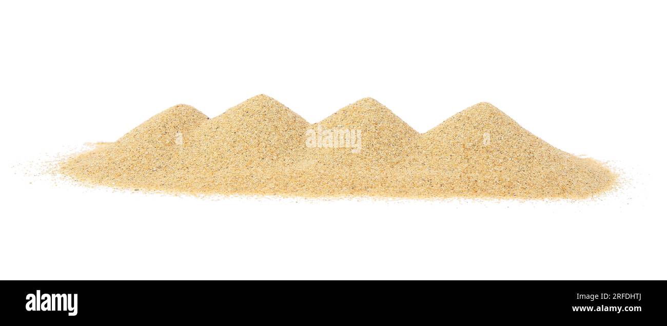 Pile of dry beach sand isolated on white Stock Photo - Alamy