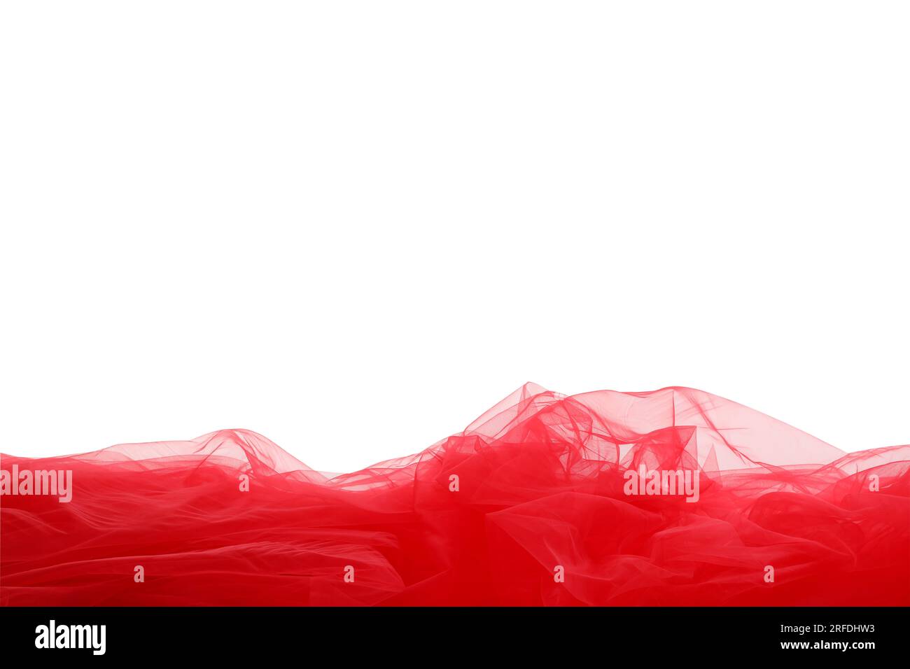 Beautiful red tulle fabric on white background. Space for text Stock ...