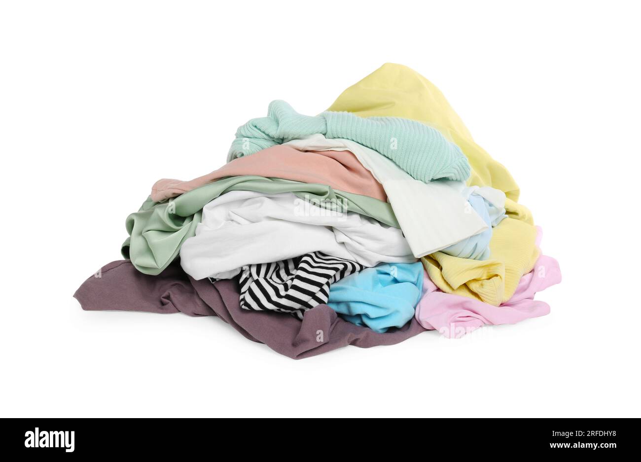 Pile of colorful clothes isolated on white Stock Photo - Alamy
