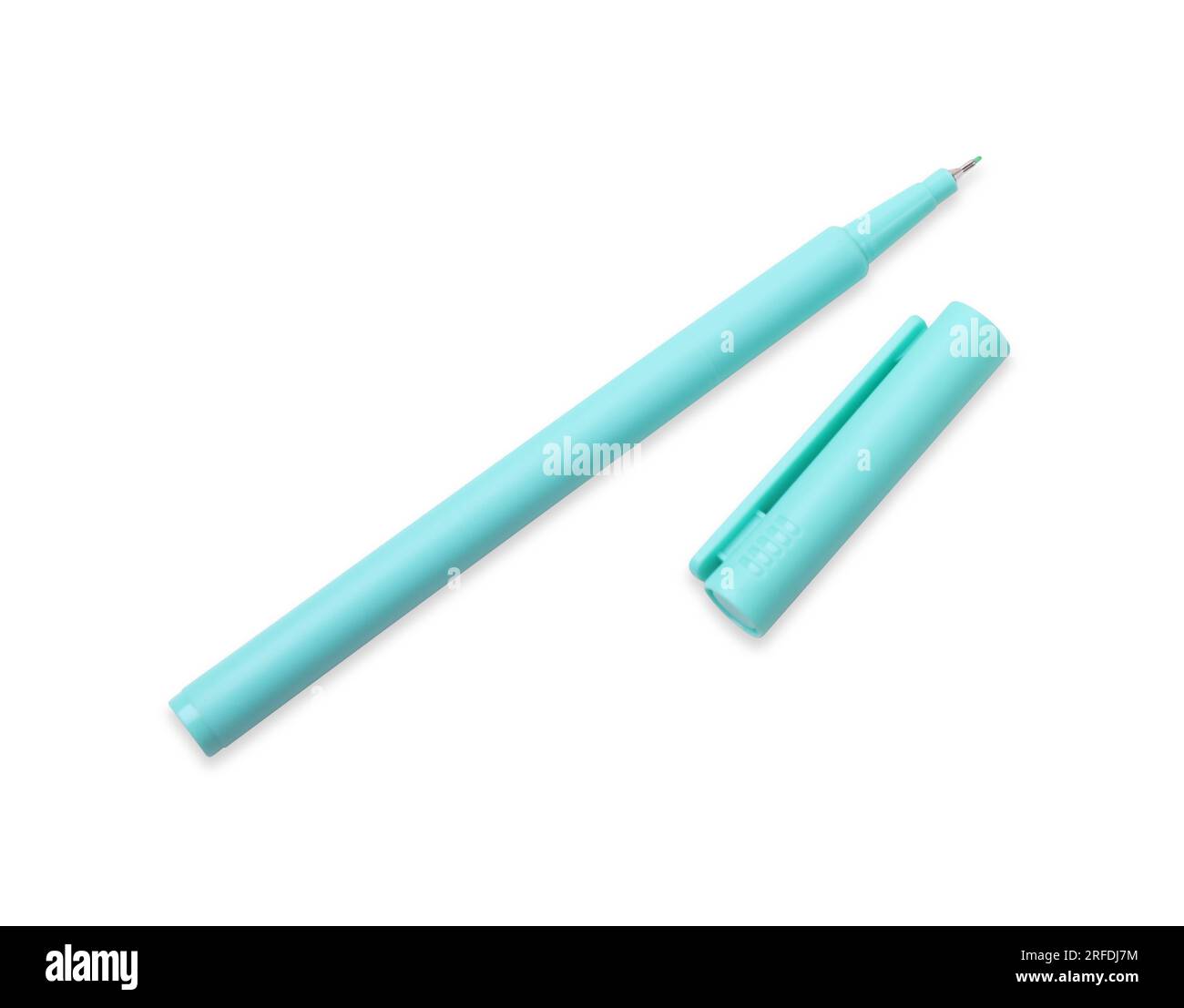 One turquoise marker on white background, top view Stock Photo - Alamy
