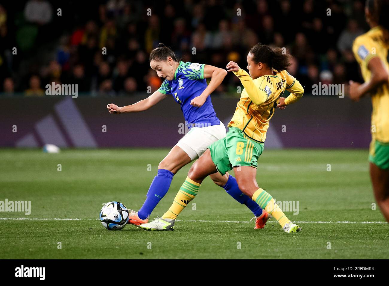 Melbourne, Australia, 2 August, 2023. Luana of Brazil controls the ball ...