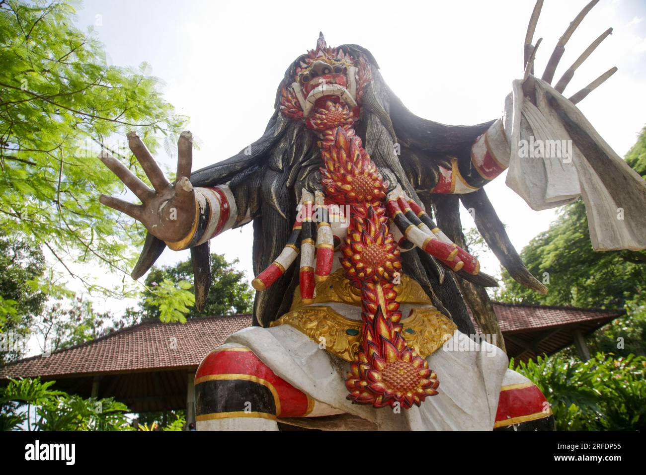 Colorful Rangda, the demon queen, statue at Balinese Royal Water Palace ...