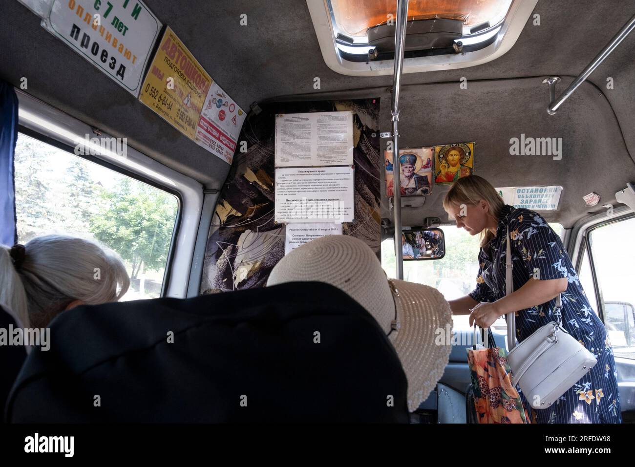 Passengers on a bus in Tiraspol, Transnistria Stock Photo - Alamy