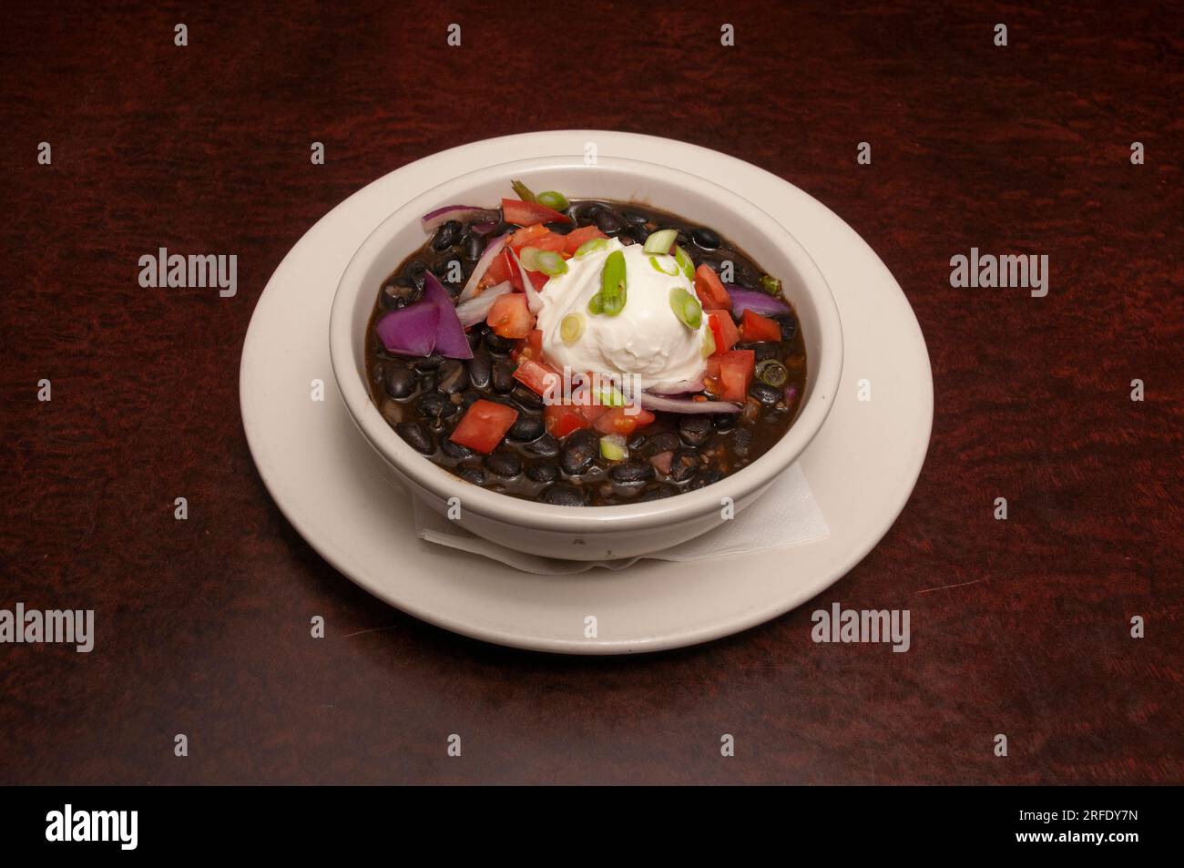 Authentic and traditional American cuisine known as black bean soup ...
