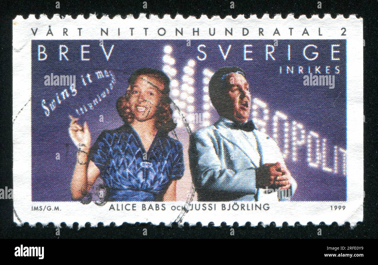 SWEDEN - CIRCA 1999: stamp printed by Sweden, shows Alice Babs, Jussi ...