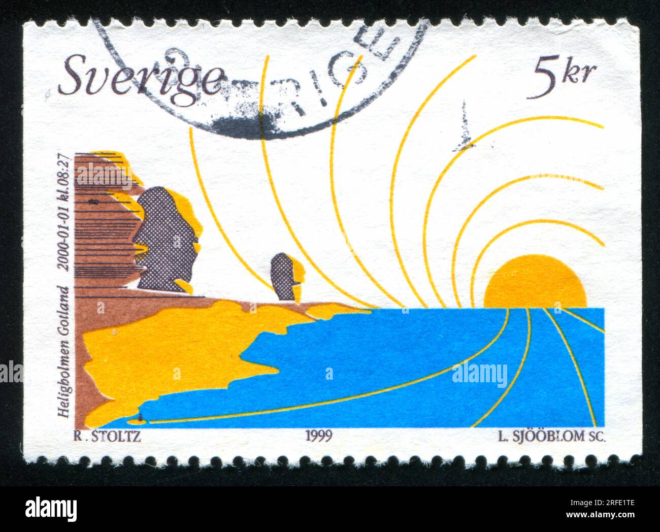 SWEDEN - CIRCA 1999: stamp printed by Sweden, shows Sun rays touching ...