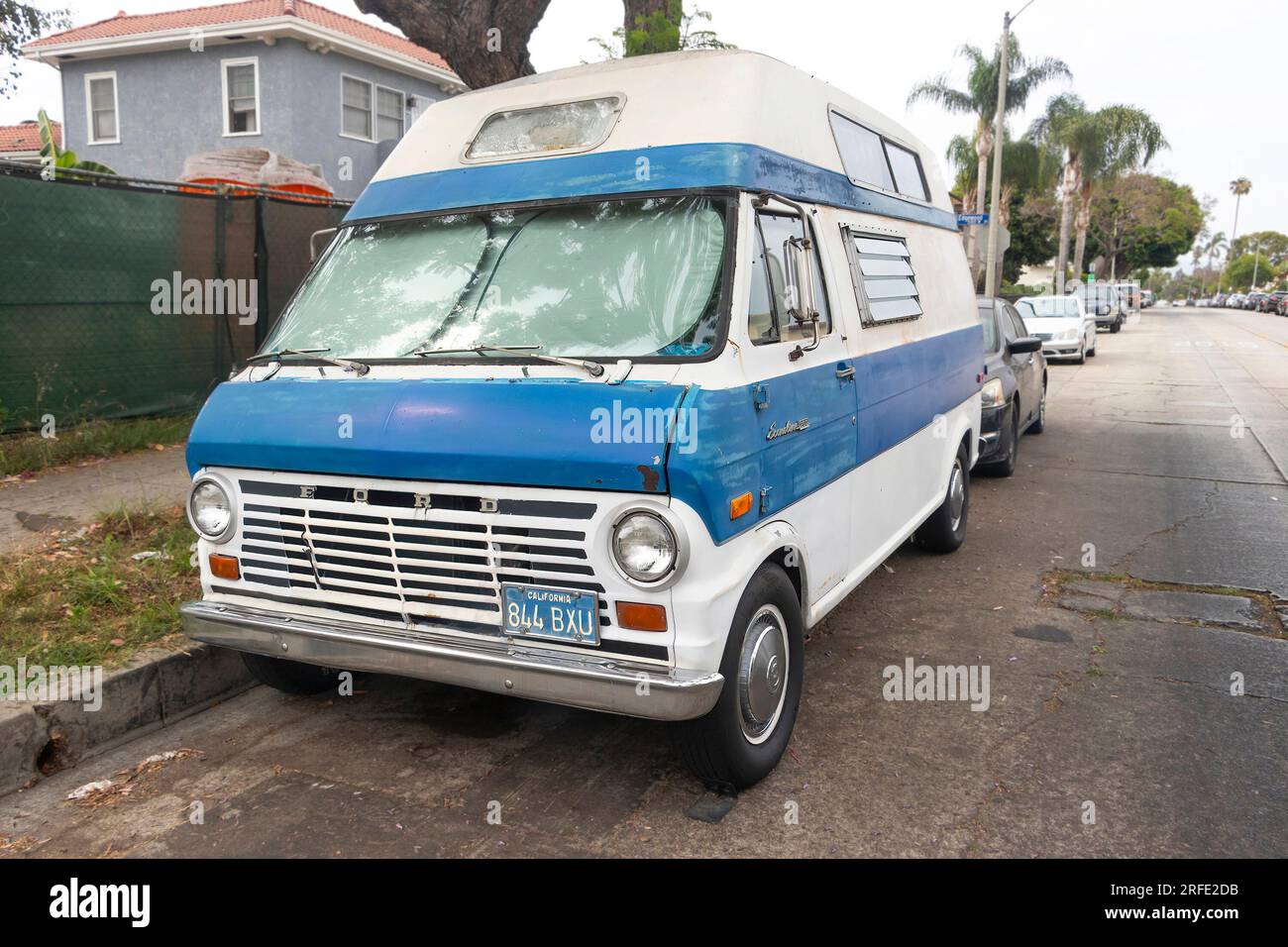 1960s Vintage Ford Econoline campervan in street in los angeles Stock ...