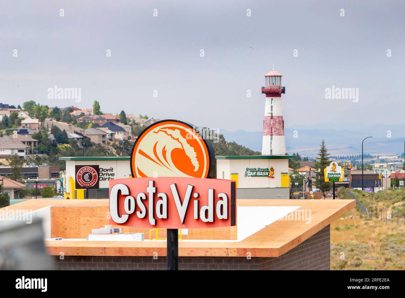 Costa Vida mexican eatery restaurant sign in Cedar city utah USA Stock ...