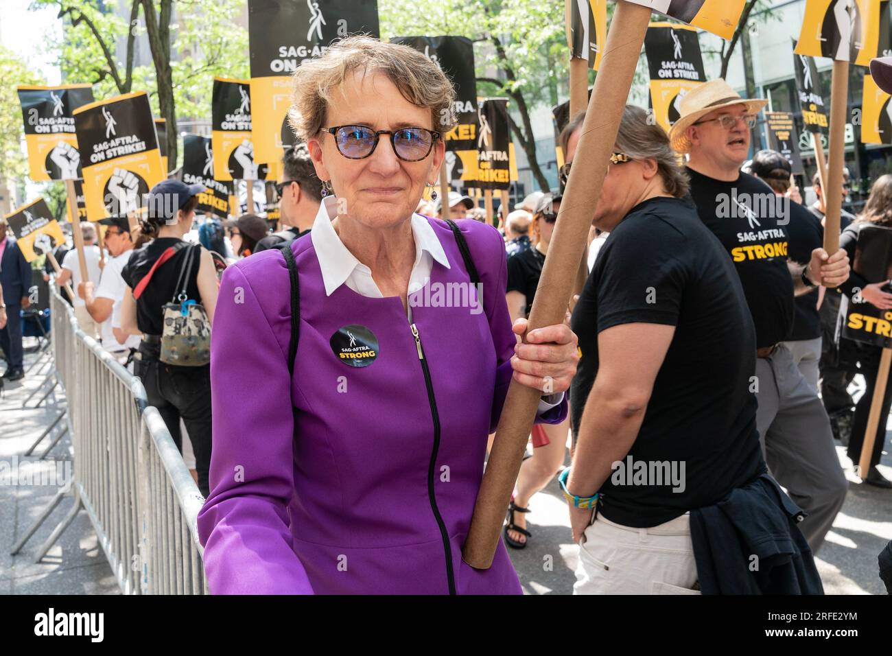 Mary Kay Henry joined strike workers of WGA and SAG-AFTRA in front of ...