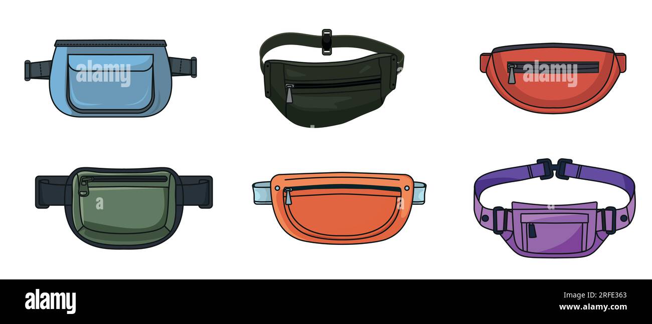 Waist bag. Different types of bags for money and cards, a modern bag ... Waist bag. Different types of bags for money and cards, a modern bag ...